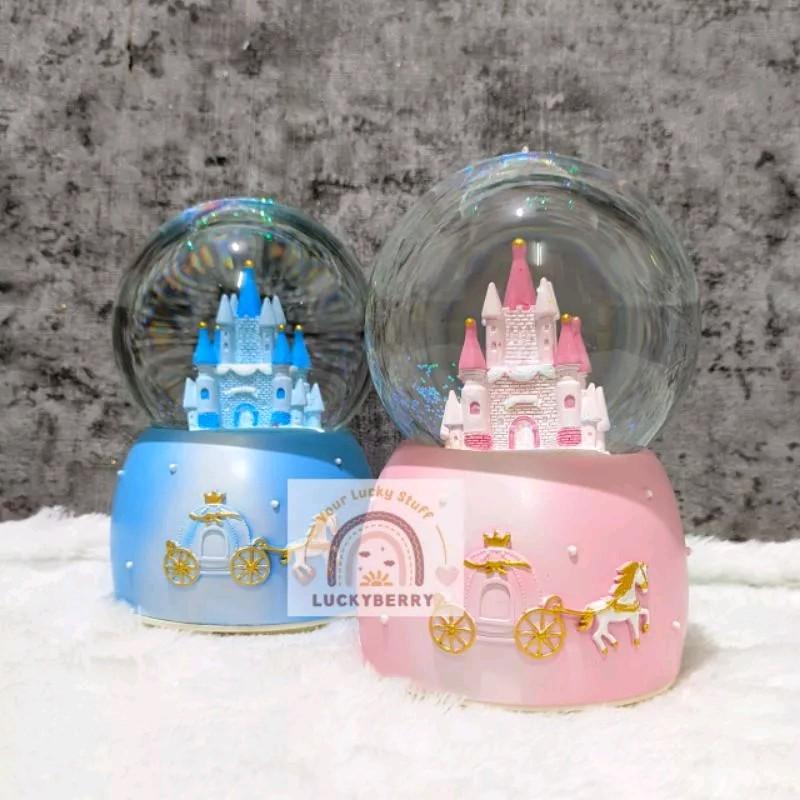 Snowball /Pajangan Bola Kaca Musik Box CASTLE XL (100) + Lampu Salju ...