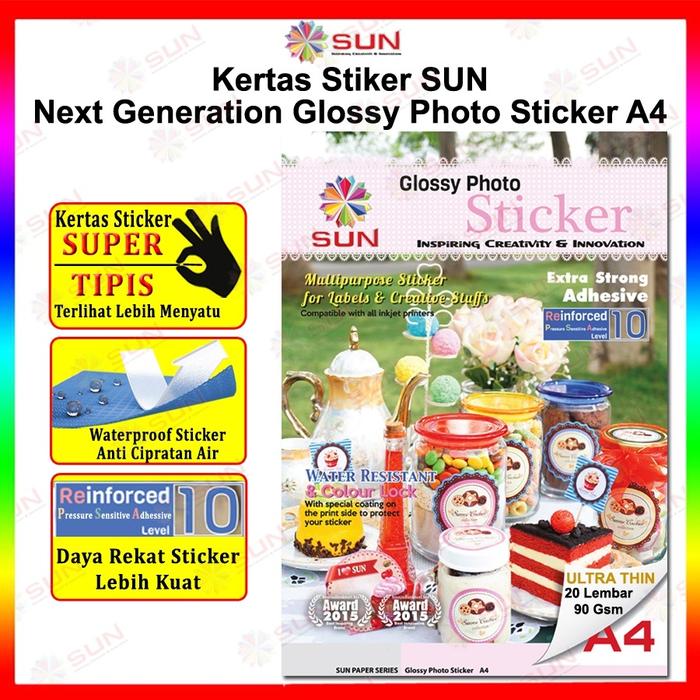 Jual Kertas Sticker A4/F4 - SUN NG Glossy Photo Sticker Ultra Thin, 140 ...