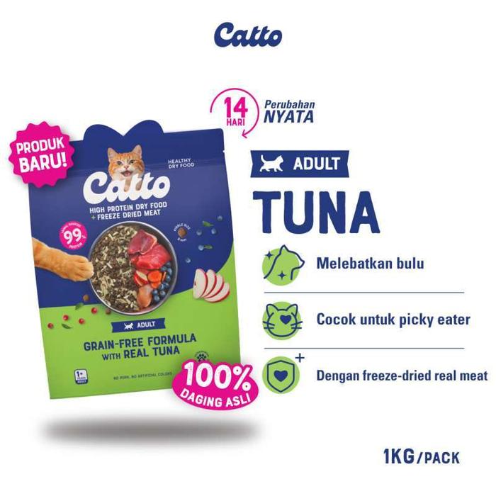 Promo Catto Premium Dry Food - Adult Tuna 1kg | Natural Healthy Dry Cat ...