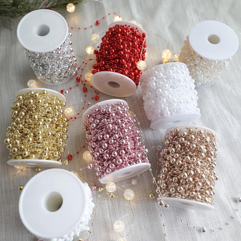 Plastic Christmas Bead Chain Festive Bead Chain 32 Feet Artificial ...