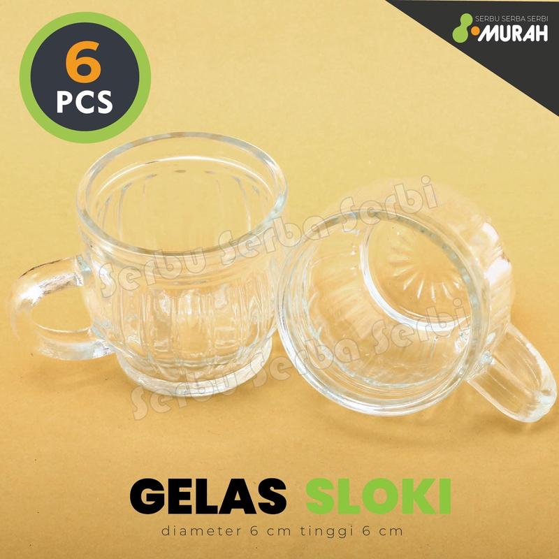 SERBU MURAH - SET 6 PCS - Gelas Sloki Cangkir GAGANG EMBOSS ELEGANT ...