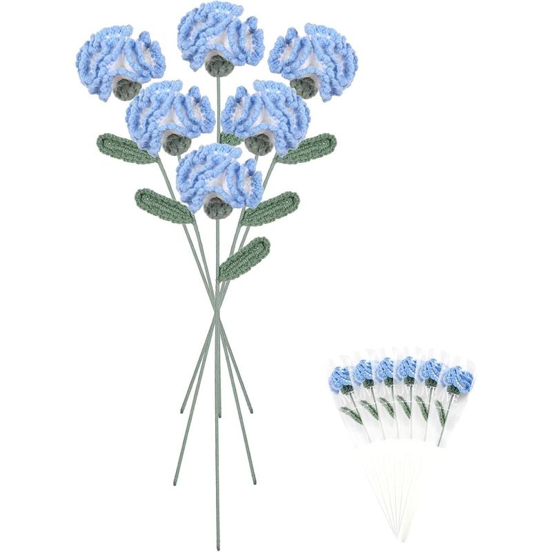 Blue Crochet Carnations 6 count Artificial Blue Carnations 16.9 ...