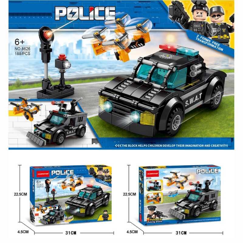 Kids Building Bloc 188 pcs Police Car Chasing Drone - TikTok Shop Singapore