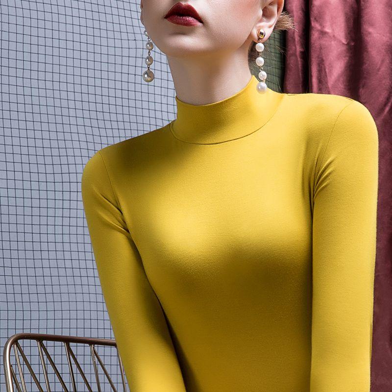 Kemeja Lapisan Asas Turtleneck Separuh Modal, Slim-Fit, Turtleneck ...