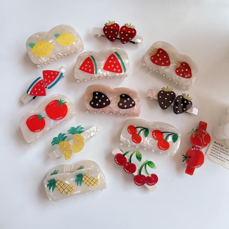 Acetate Color Matching Barrettes Fashion Tomato Strawberry Grip ...