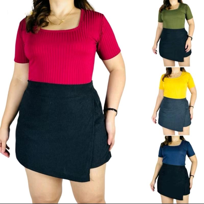 OVERLAP CORDUROY SKIRT/SKORT Casual Plain Outfit Fashion - TikTok Shop ...