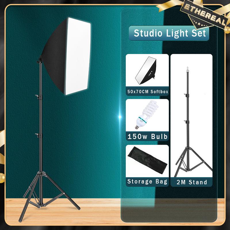 Studio Light Set 50x70CM Softbox 150W 5500K E27 Single Light - TikTok Shop Malaysia