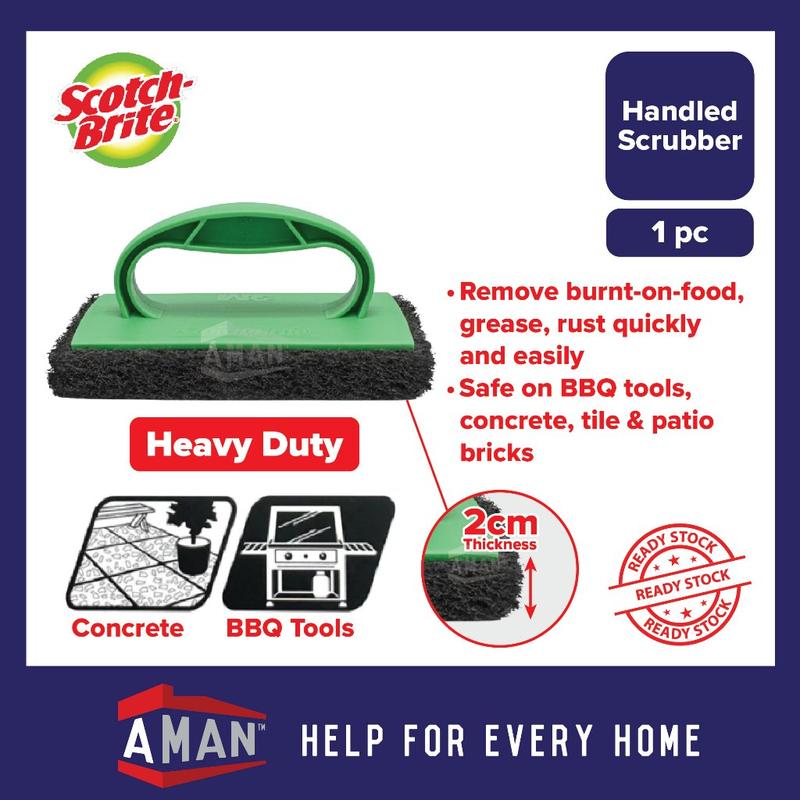 3M SCOTCH BRITE Floor Scrub Pad With Handle Grill Wok Scrubber - TikTok ...