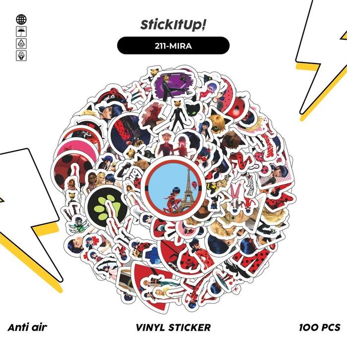 Jual 50 Pcs Stiker MIRACUL0US LADYBUG Lucu Anti Air Untuk Dekorasi ...