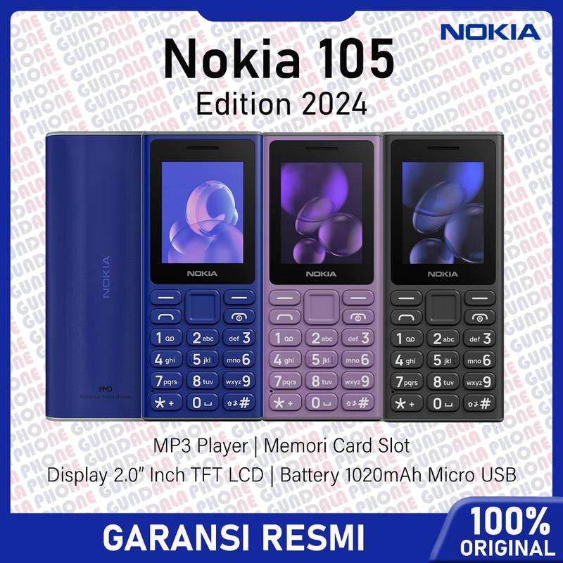 Nokia 105 Fox 2024 - MP3 Player, MicroSD, Dual SIM, Baterai 1020mAh ...