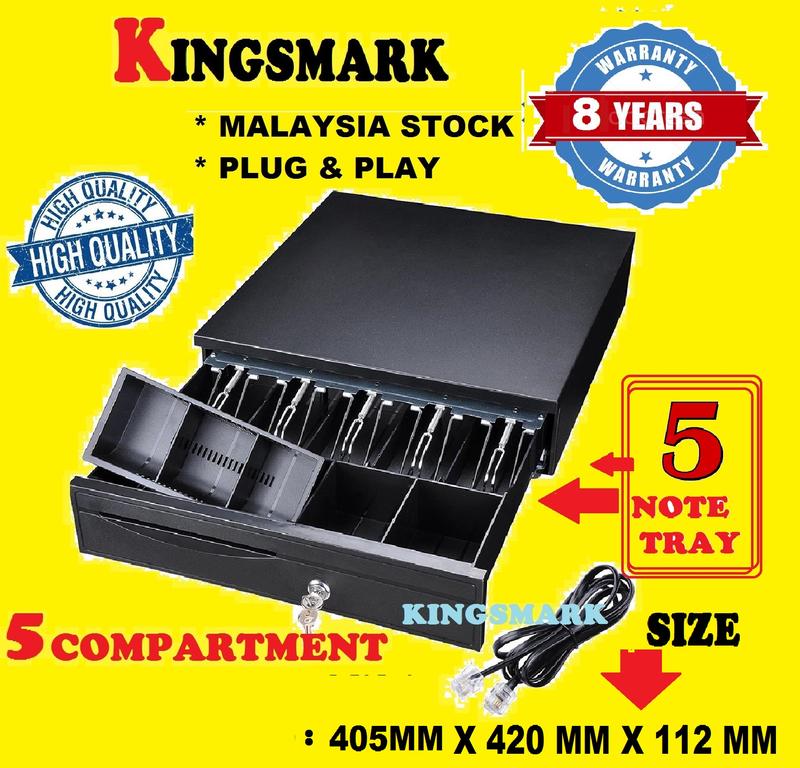 5 COMPARTMENTS Super Heavy Cash Drawer Register Box POS System With (5 ...