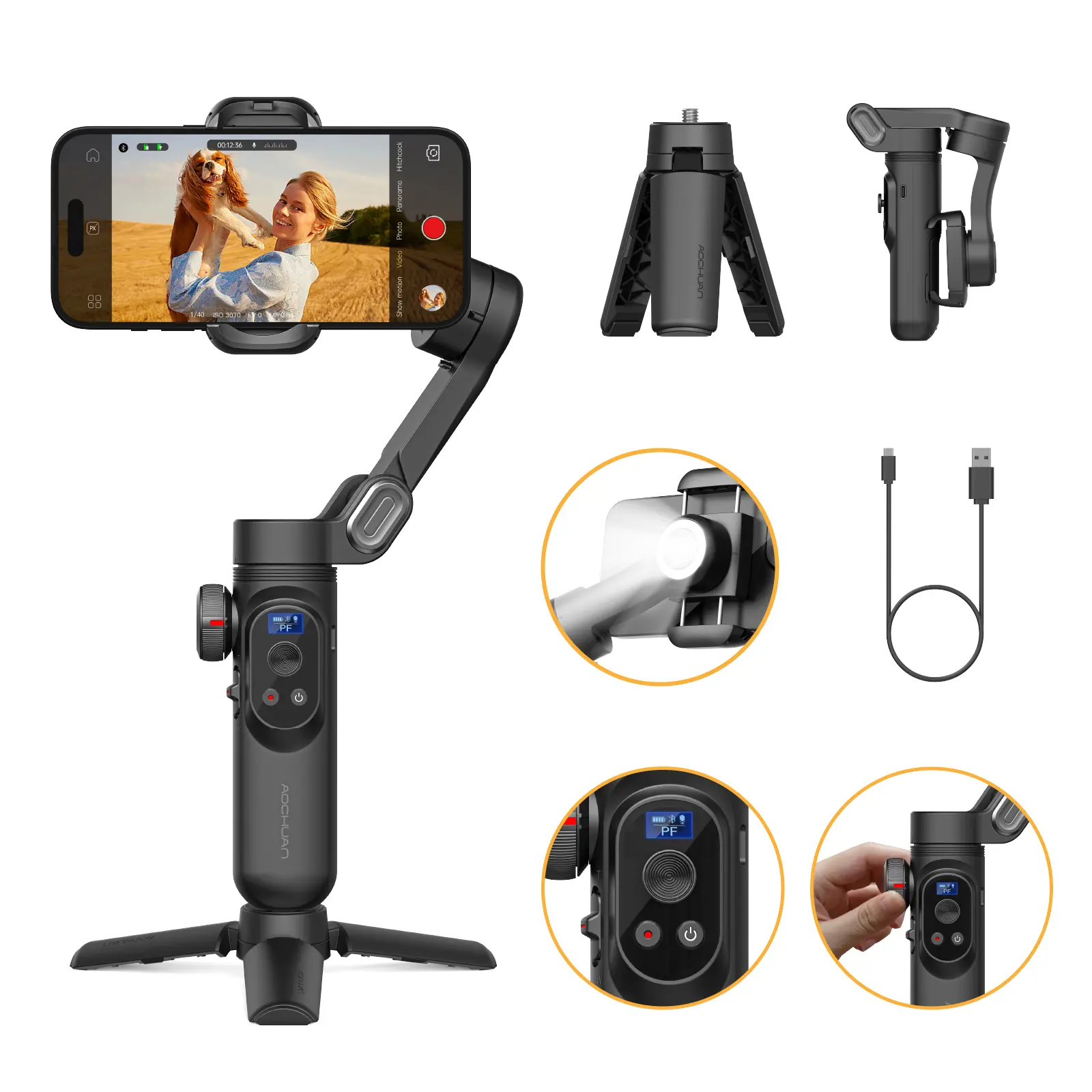 AOCHUAN 3-Axis Anti-shaking Gimbal Stabilizer for Smartphone - TikTok Shop