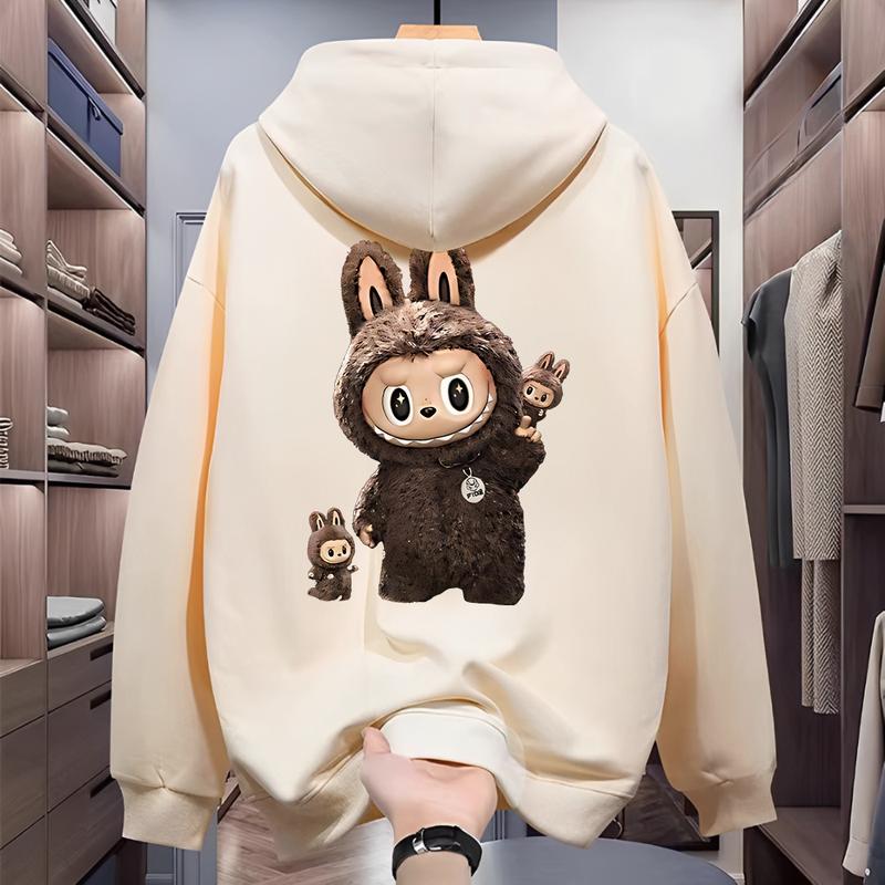 100% Cotton Fun Cartoon Labubu Baggy Oversize Hoodie for Men - TikTok ...