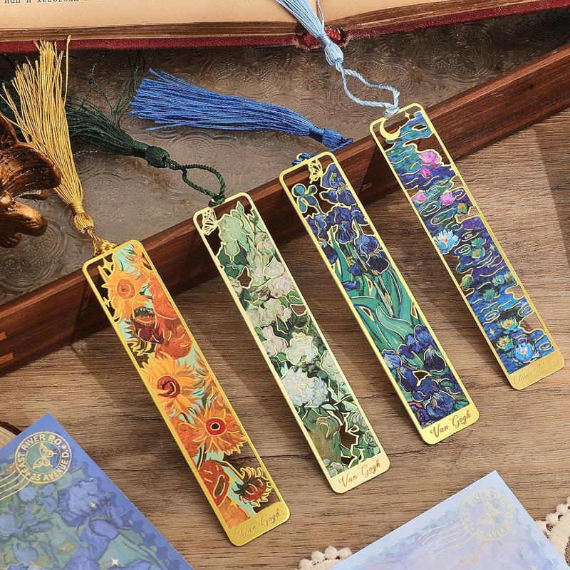 4 count Metal Bookmarks with Tassel, Golden Hollow Bookmark Van ...