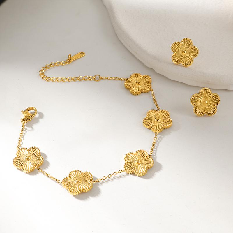 Gelang Tangan Keluli Titanium, Loket Semanggi Lima Daun, Untuk Wanita ...