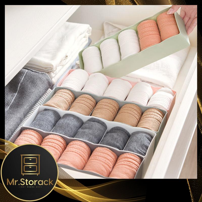 5 Grids Stackable Underwear Storage Box Socks Storage Wardrobe - TikTok ...