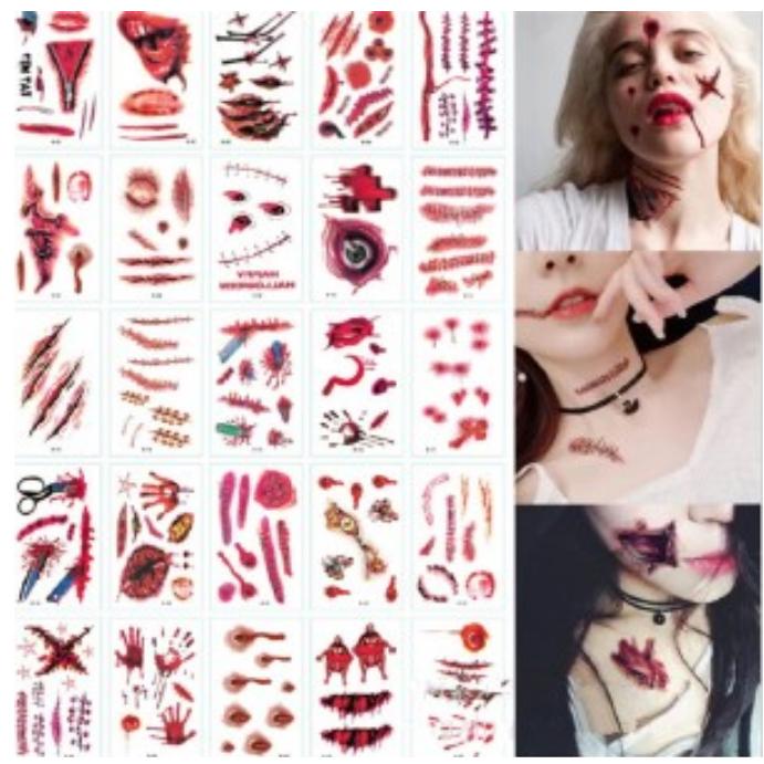 【Halloween】30pcs/packTemporary Tattoos Scar Sticker Hallowen - TikTok ...