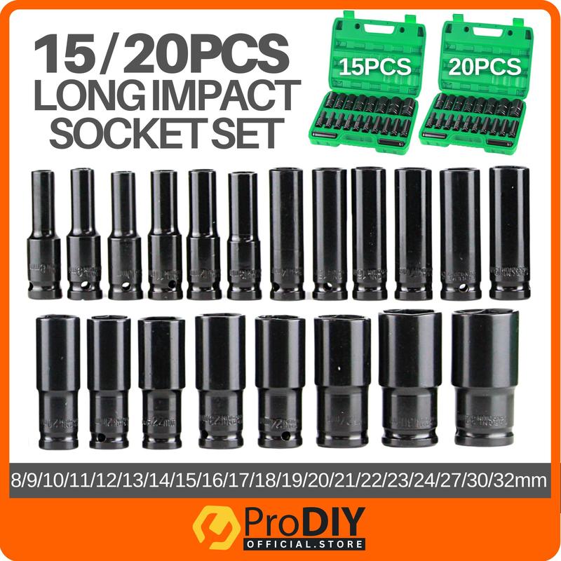 15PCS / 20PCS 1/2 Inch Long Impact Socket Set Set Tool Set 8mm - TikTok ...