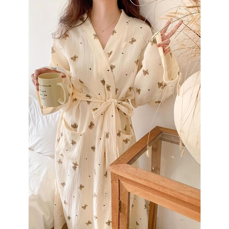 Jubah Mandi Longgar Wanita, 1 helai, Baju Tidur Gadis Manis Comel ...