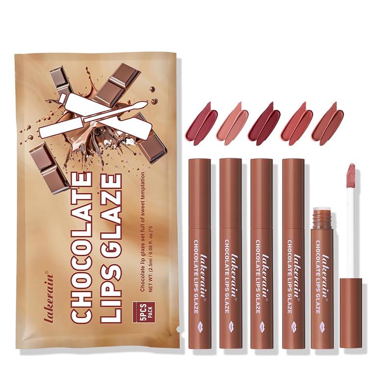 5 Pcs/set Silky Texture Chocolate Matte Lipsticks Set, Matte Finish ...
