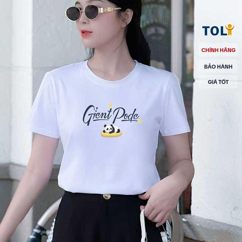 Áo thun nữ TOLI cổ tròn tay ngắn, In chữ GíentPode , Form vừ - TikTok ...