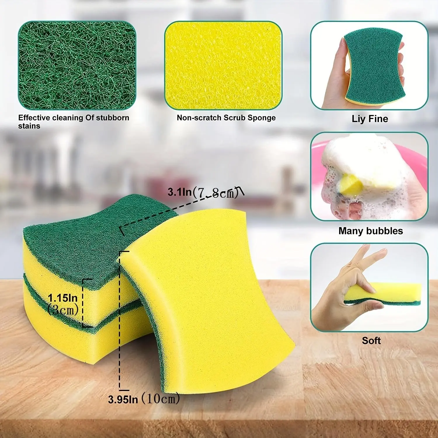 Double-sided Dishes Scrub Sponge, 20pcs Modern Simple Multi-function ...