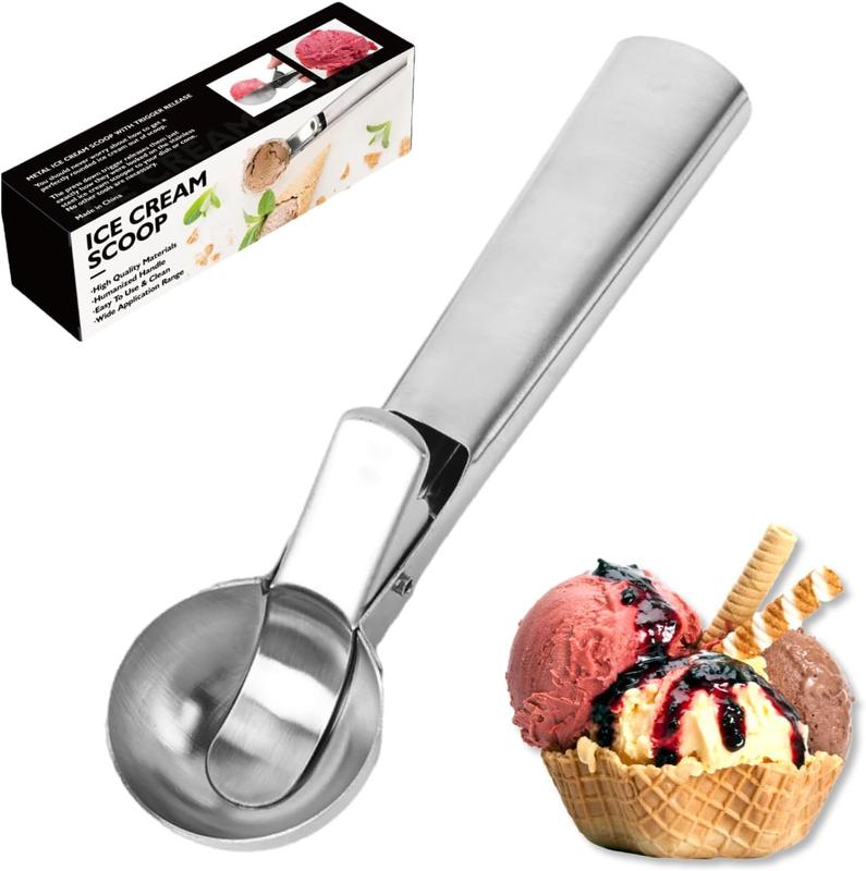 Old-school Ice Cream Scoop Stainless Steel, Heavy-Duty, Spring-Loaded ...