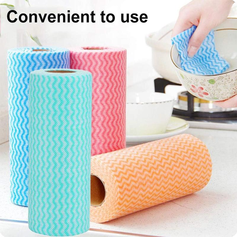 50Pcs/Roll Cleaning Cloth Dishcloth Non-Woven Fabric Non-Stick - TikTok ...