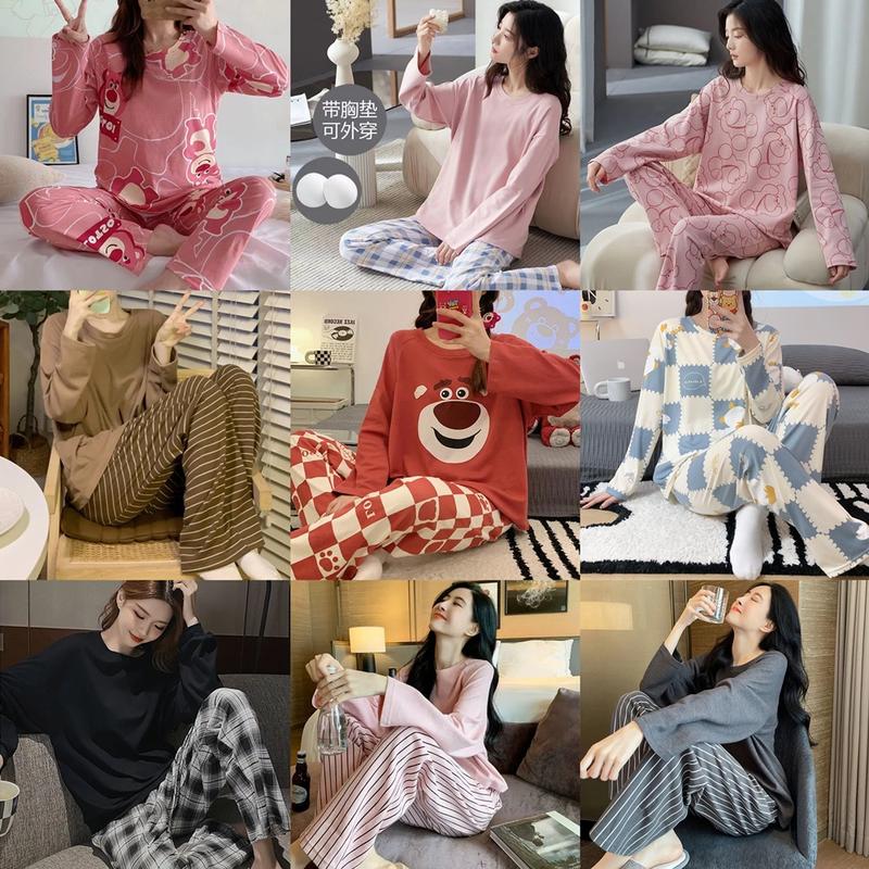 Cartoon Padded Pyjamas Women M-4XL Plus Size Sleepwear Woman with Chest ...