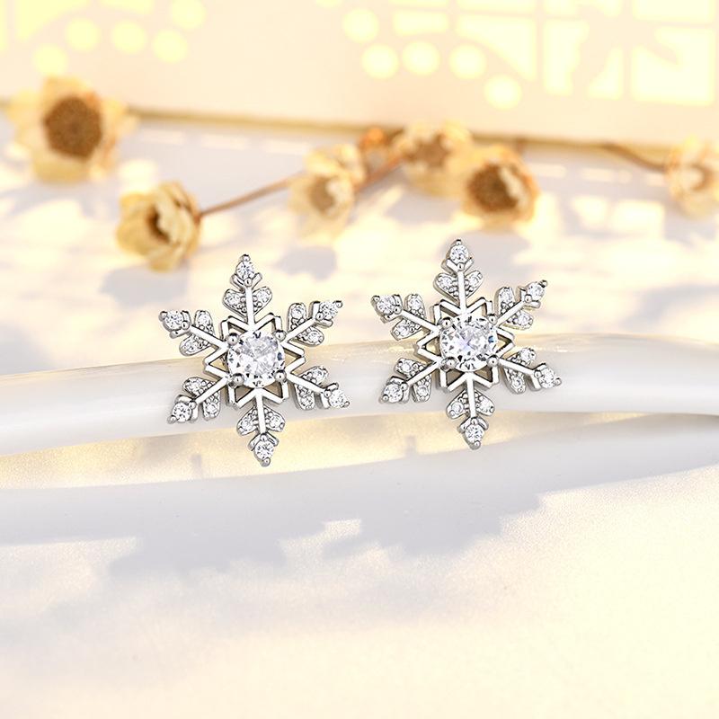 Dainty Crystal Snowflake Stud Earrings for Women Fashion Christmas Bell ...