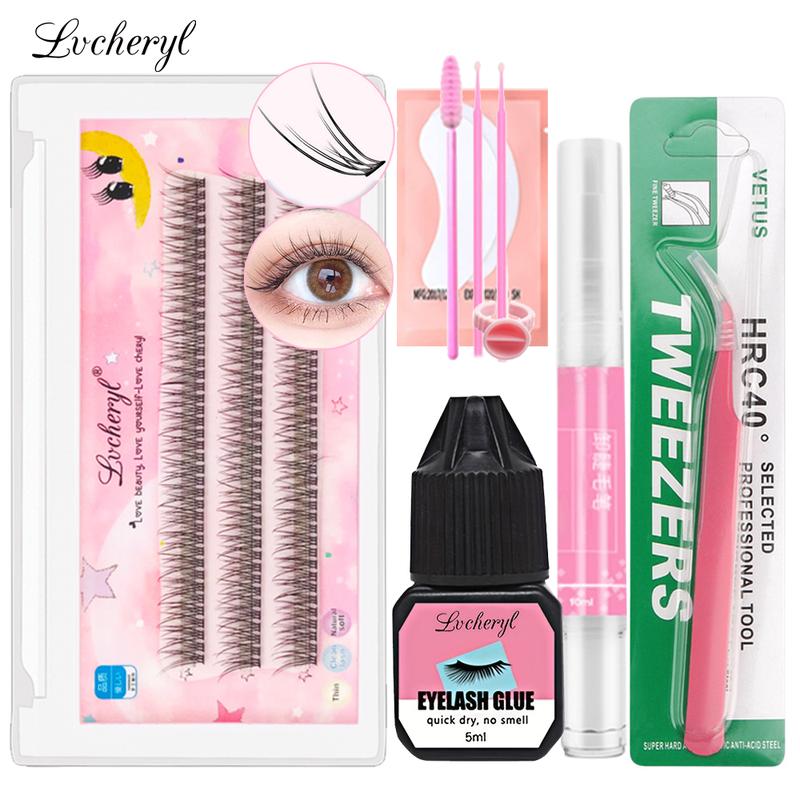 Lvcherno( free tools) fishtail eyelash extension with glue + tweezer ...