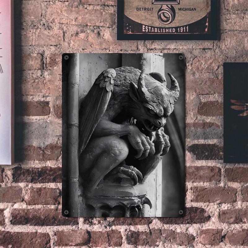 1count For Home Aluminum Gothic Gargoyle Metal Tin Sign, Cathedral ...