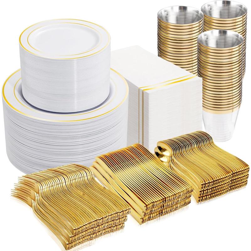 700 count Plastic Plates - Whtie and Disposable Dinnerware Sets ...
