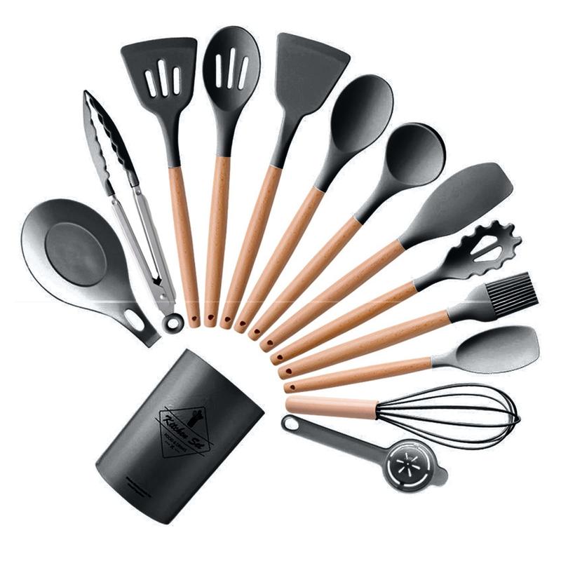 14 Pcs Silicone Kitchen Utensil Set Non-Stick Heat Resistant - TikTok ...