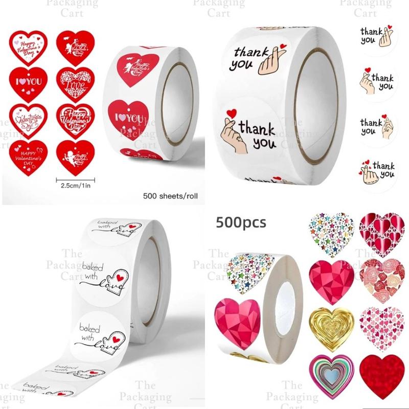 Happy Valentine's Day Love Heart Sticker Gift Sealing Packaging ...