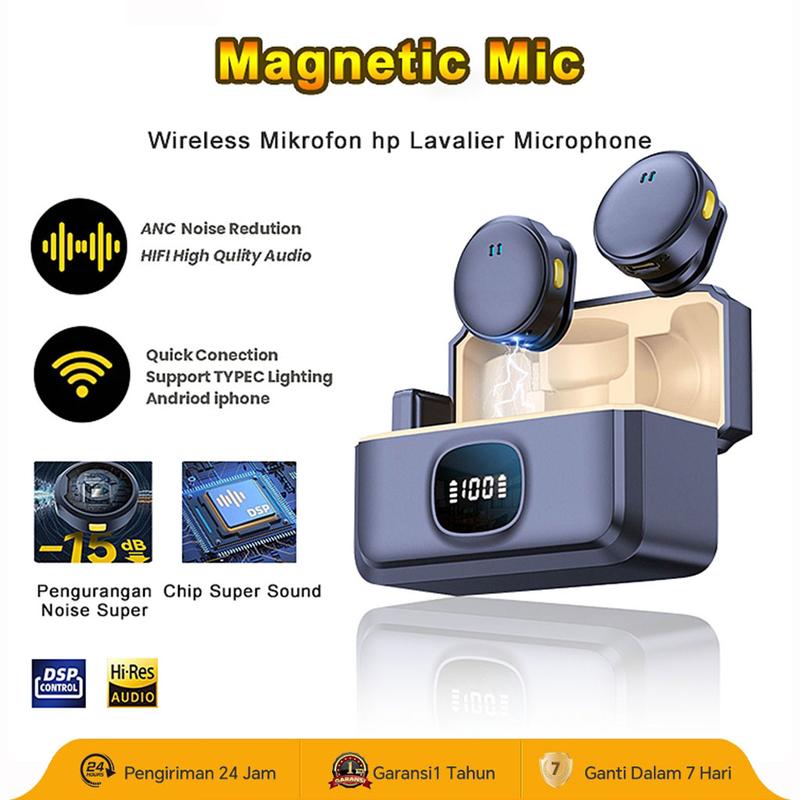 Mic Wireless Clip on Microphone Dual Mikrofon Wireless Mikrofon hp ...