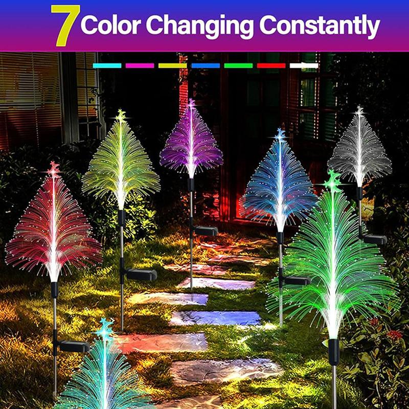 Solar Fiber Optic Colorful Christmas Tree Floor Insertion Courtyard ...