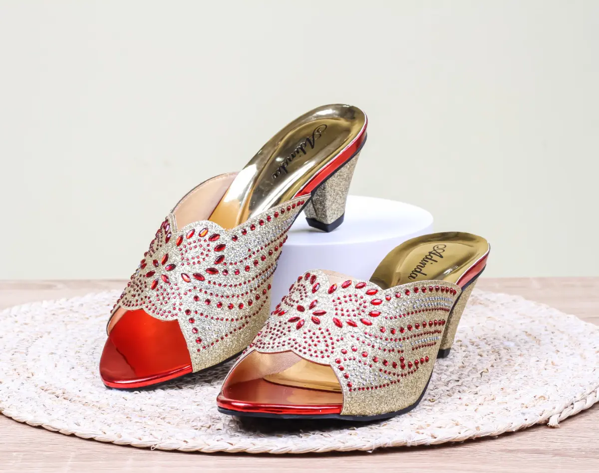 Sendal Wanita Payet Heels 5cm/Sandal Pesta Kekinian High Heels Selop ...