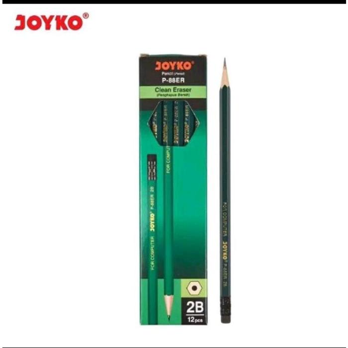 Promo Pensil Kayu JOYKO 2B P-88ER pensil + hapusan ( 1 pack isi 12 pcs ...