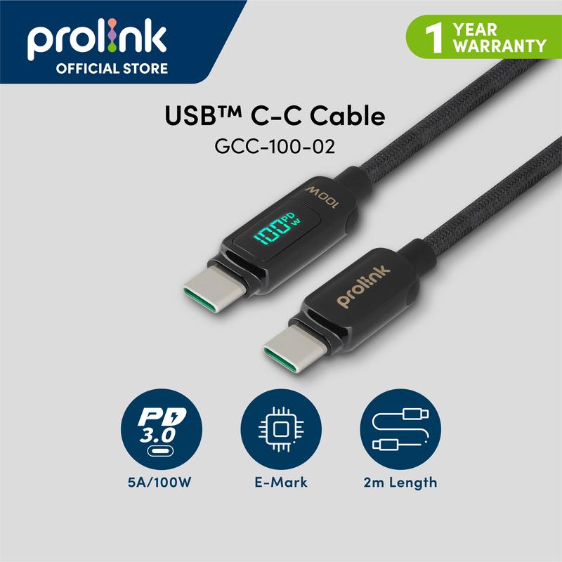 Prolink [ 100W | 5A | 2-meter | Real-Time Display | E-mark Chip ...