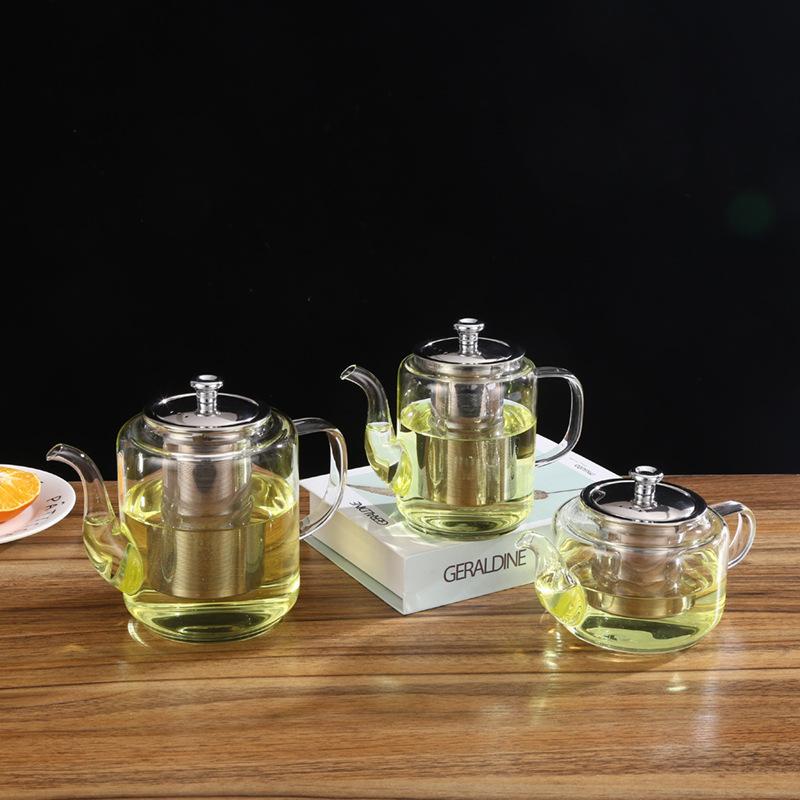 Heat-resistant Glass Stainless Steel Filter Teapot Flower Teapot ...