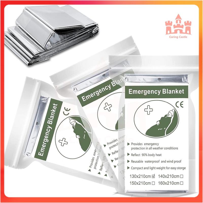 Caring Castle Emergency Blankets Rescue Survival Reflective Thermal ...