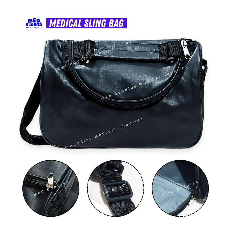 Medical Nursing Bag | Classic Black Leather OB Medicine Shoulder ...