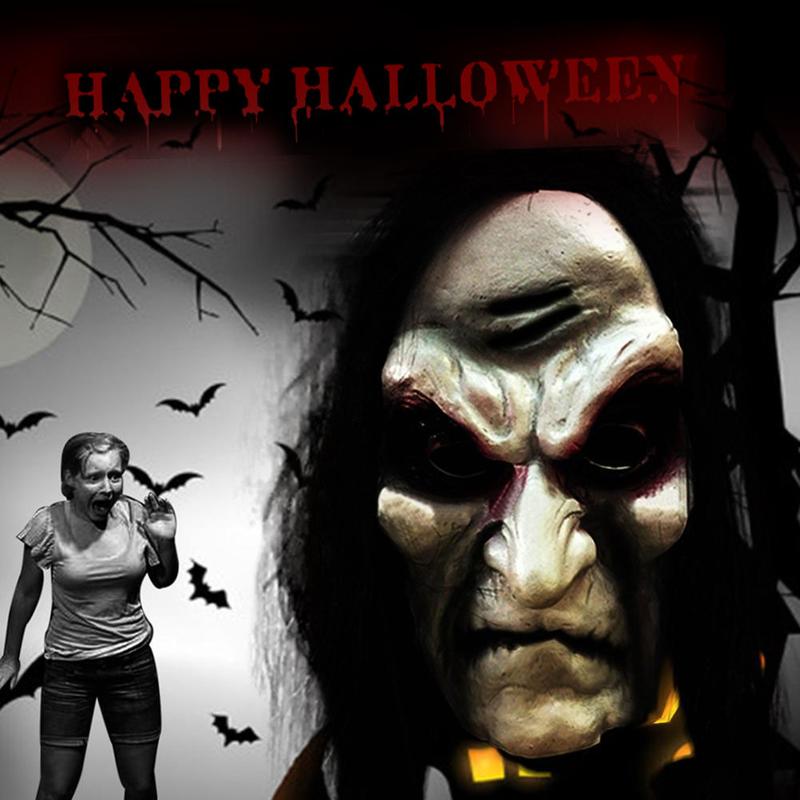 Halloween Rubber Zombie Mask 3d Ghost Day Horror Props Long Hair ...