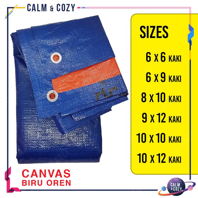 6ft - 12ft Blue Orange Canvas Waterproof PE Tarpauline Car Cover ...