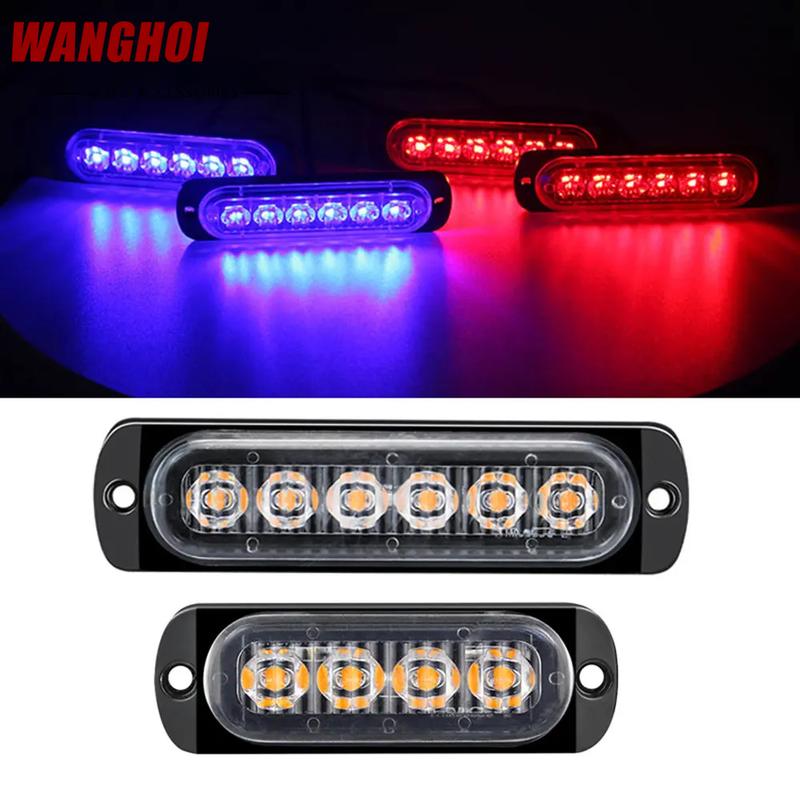 1PCS 4/6 LED Strobe Light Car Grille Flashing Lightbar Polic - TikTok ...