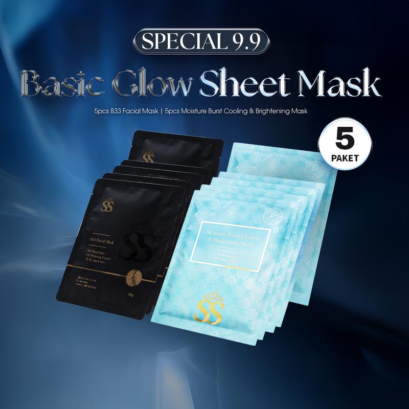 SSSKIN - (Dapat 5) Basic Glow Sheet Mask 9.9 - Shop | Tokopedia