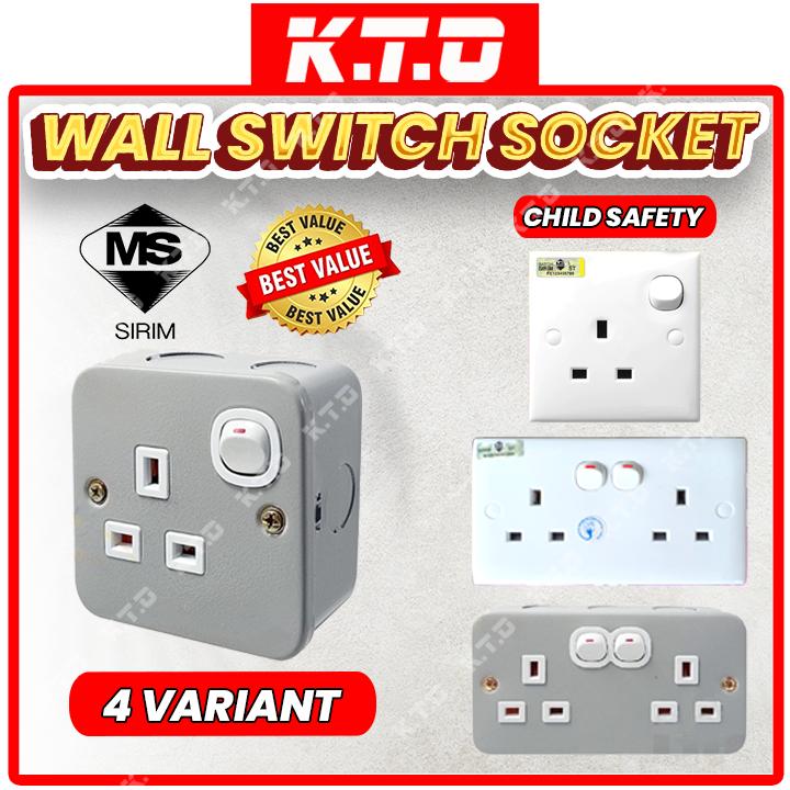 1 Gang / 2 Gang Switch Socket Outlet 3 Pin Single Double Switches ...