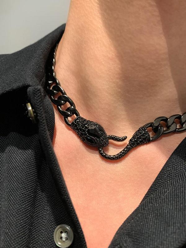 Unisex Punk Style Snake Design Chain Necklace, Trendy Stylis - TikTok Shop