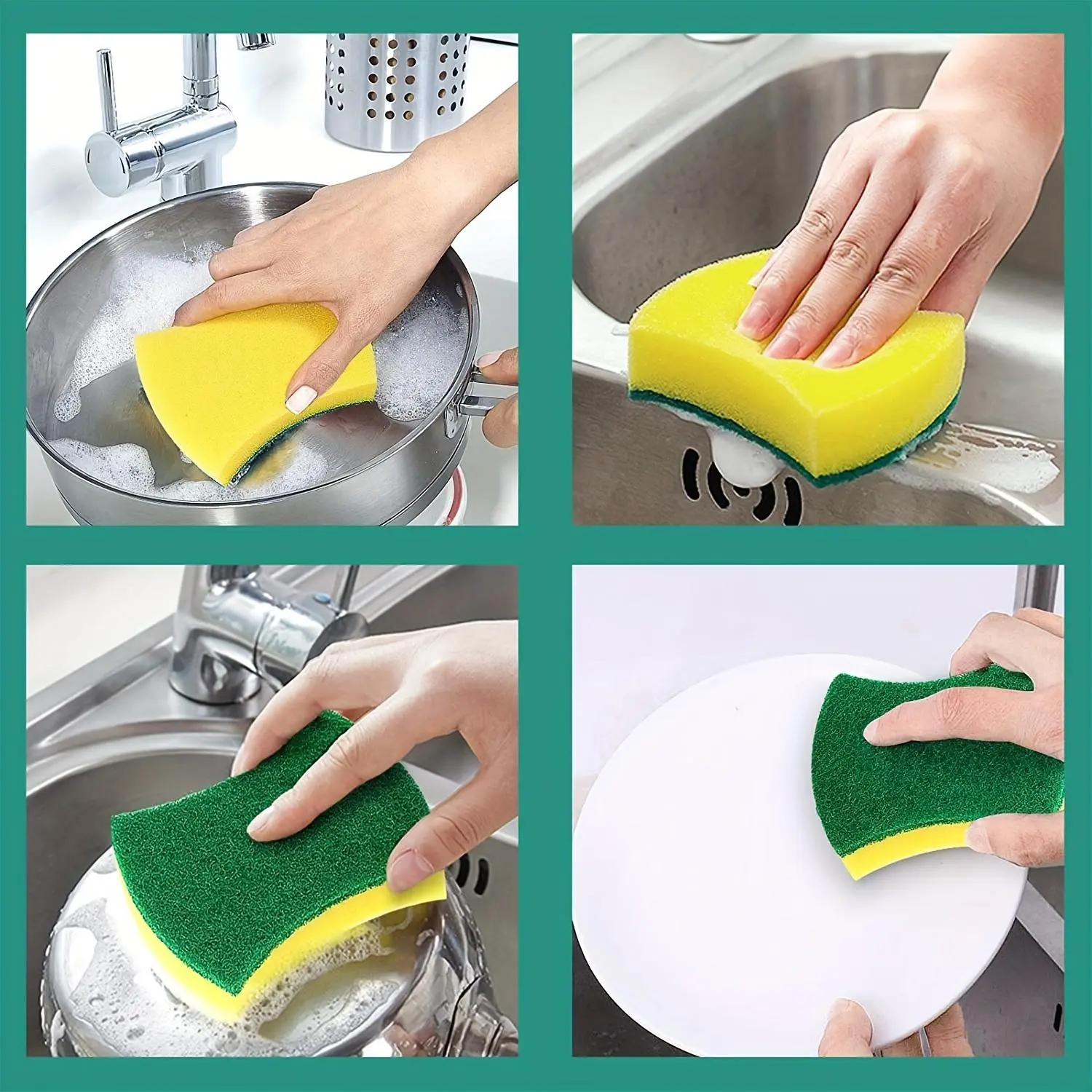 Double-sided Dishes Scrub Sponge, 20pcs Modern Simple Multi-function ...